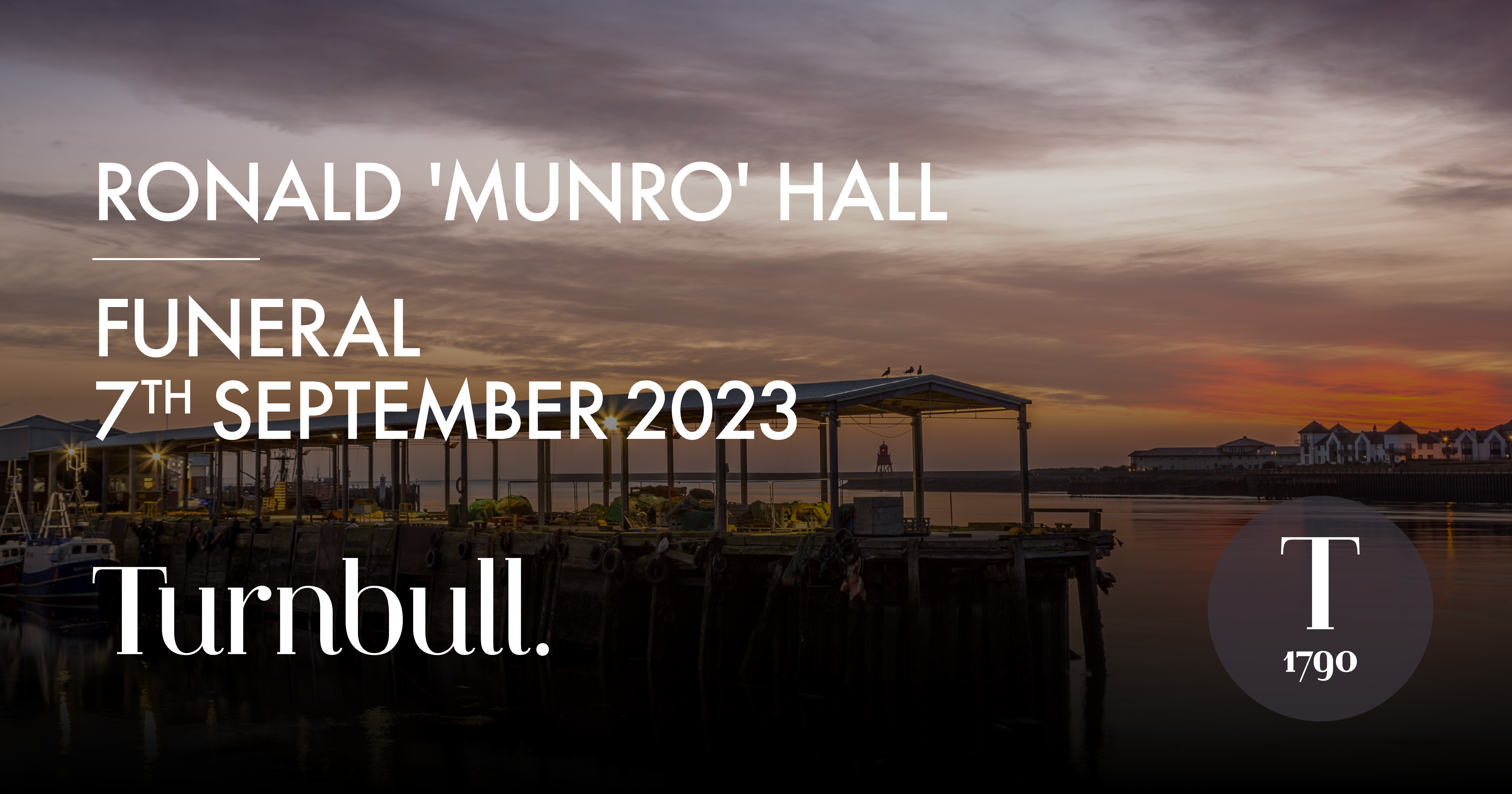 Death Notice Ronald 'Munro' Hall - Funeral at Whitley Bay Crematorium